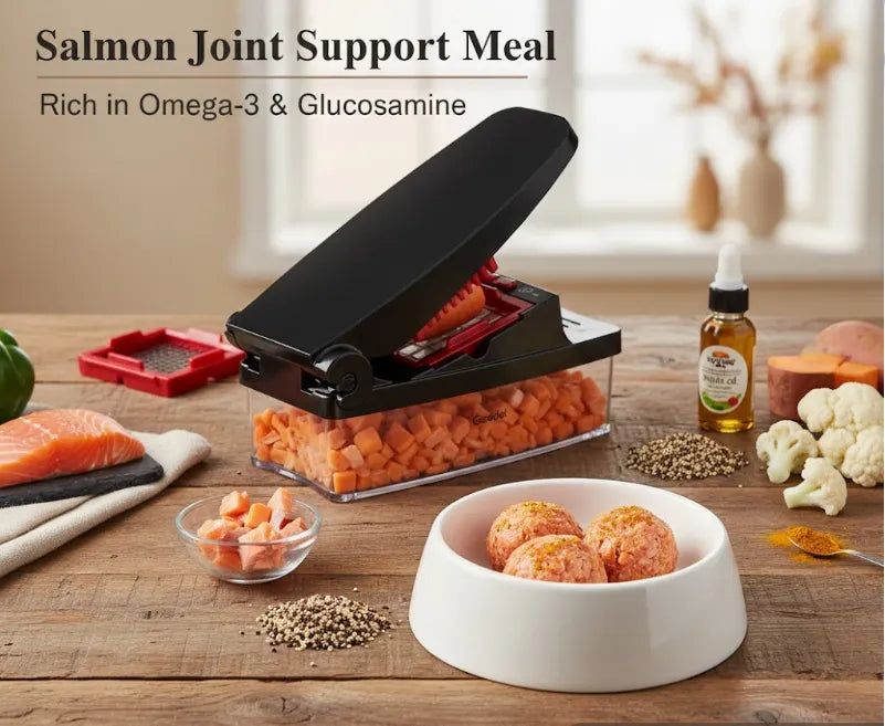Salmon Joint Support Meal for Senior Pets|Easy Prep with Geedel Chopper