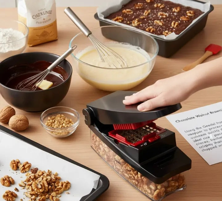 Chocolate Walnut Brownies Recipe: Prep Nuts Fast with Geedel Chopper