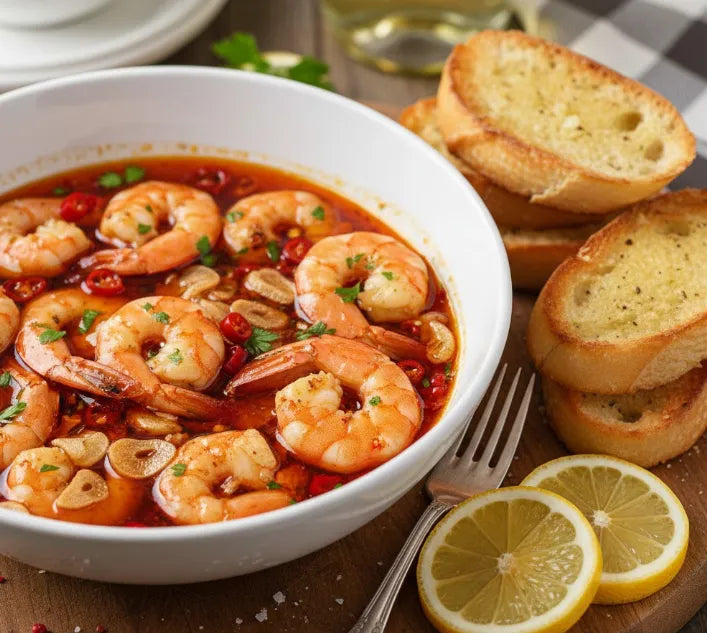 Portuguese Spicy Shrimp & Garlic Bread: Quick with Geedel Chopper
