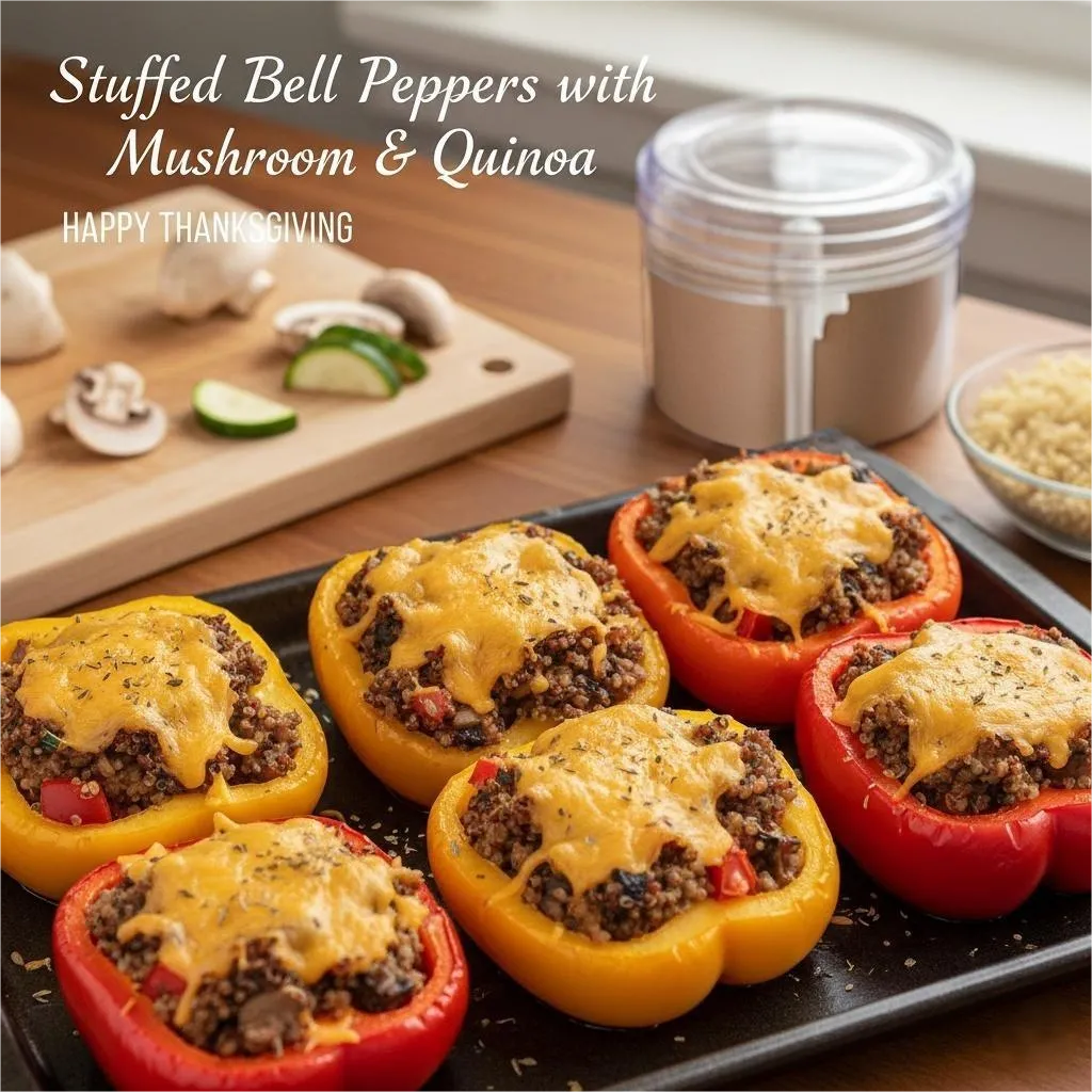 Stuffed Bell Peppers - Healthy Vegetarian Thanksgiving Dish | Geedel