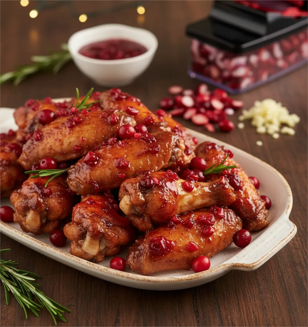 Thanksgiving Cranberry Chicken Wings - Easy Holiday Appetizer | Geedel