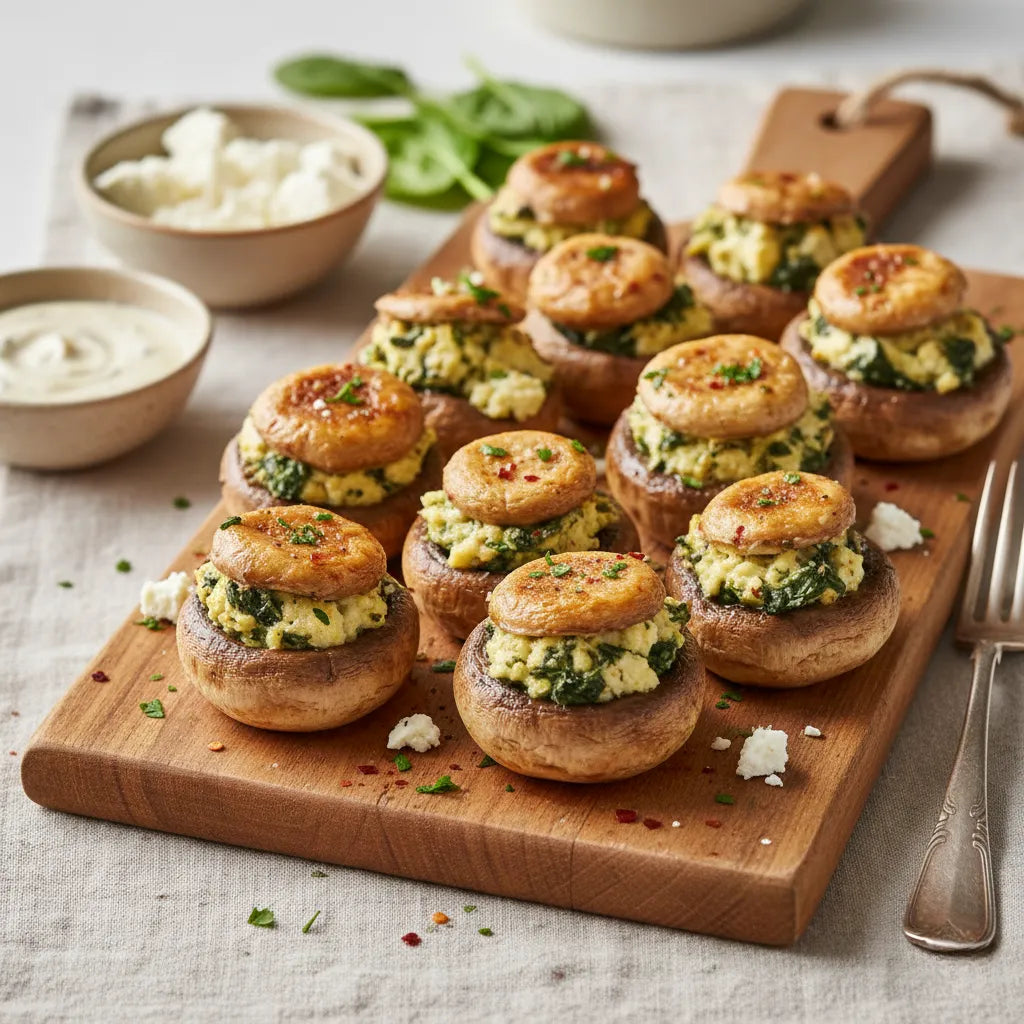 Savory Feta Spinach Stuffed Mushrooms: A Bite of Mediterranean Magic ...