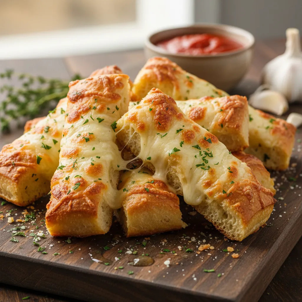 Cheesy Garlic Breadsticks: Gooey, Garlicky Perfection – Geedel