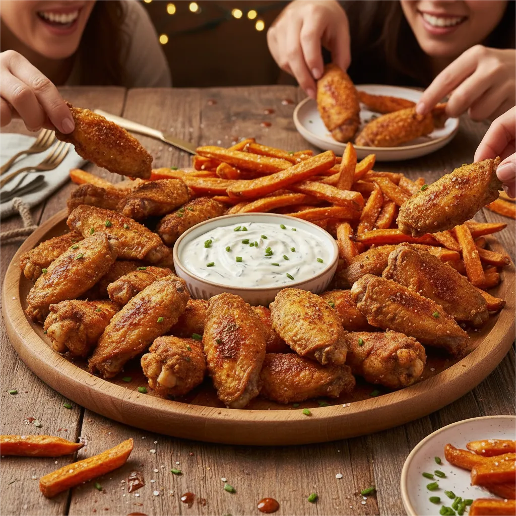 Crispy Spicy Wings & Fries - Easy Party Snack | Geedel