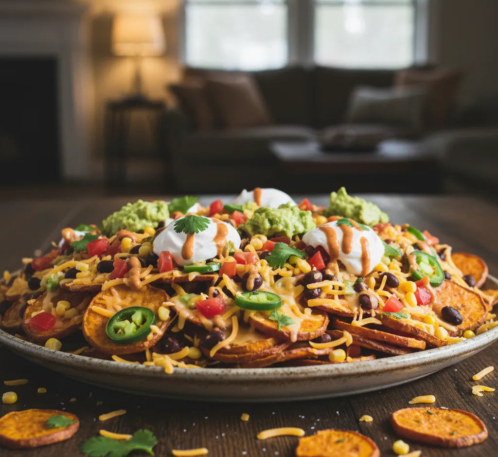 Loaded Sweet Potato Nachos: Crispy, Cheesy, Crowd-Pleasing Perfection ...