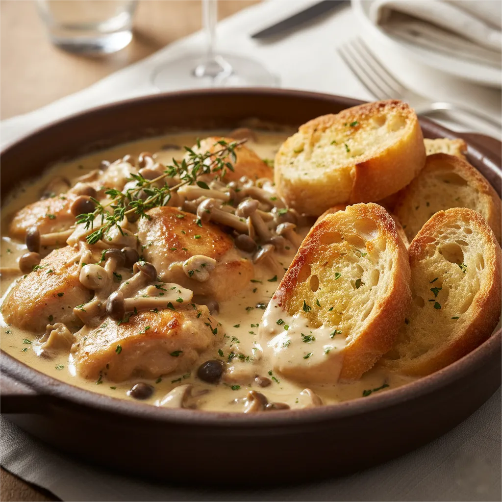 Creamy Mushroom Chicken - Easy French Dinner | Geedel